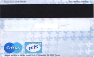 Bank Card: Banka Koper (Banka Koper, Slovenia) Col:SI-MS-0013.01