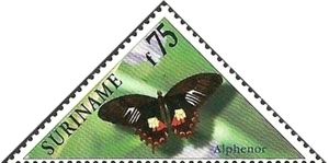 Stamp: Common Mormon (Papilio alphenor) (Suriname(Butterflies (1998 ...
