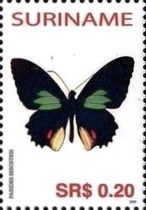 Stamp: Emerald-patched Cattleheart (Parides sesostris) (Suriname ...