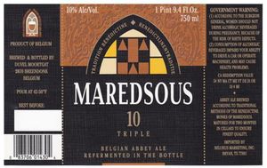 Drink Label: Maredsous Triple (Duvel Moortgat, BelgiumCol:BE-BEER-008133