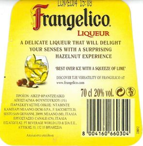 Drink Label: Frangelico Hazelnut Liqueur (Davide Campari S.P.A ...