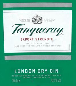 Drink Label: Tanqueray Export Strenght (Charles Tanqueray & Co, United ...