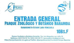 Admission Ticket: Parque Zoológico y Botánico Bararida (VenezuelaCol:VE ...