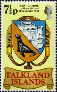 Stamp: Coat of Arms 1925 (Falkland Islands(Heraldic Arms) Mi:FK 237,Sn ...