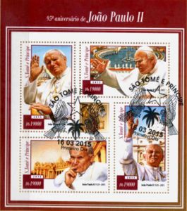 Timbre: 95th anniversary of John Paul II (1920–2005) (Sao Tomé-et ...