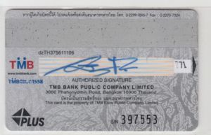 Bank Card: Tmb (TMB Bank Public Company Limited, ThailandCol:TH-VI-0115
