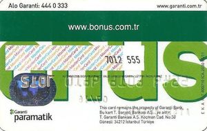 Bank Card: Garanti Bonus (Garanti Bankası, Türkiye (Turkey)Col:TR-MC ...