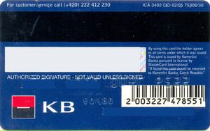 Bank Card: KB - makro (Komerční Banka (KB), Czech RepublicCol:CZ-MC-0073