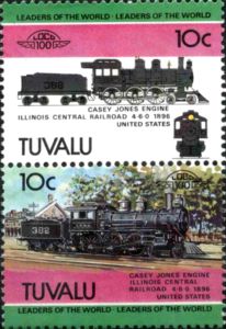 Stamp: Casey Jones Engine Illinois Central Railroad 4-6-0 1896 USA ...