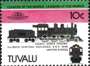 Stamp: Casey Jones Engine Illinois Central Railroad 4-6-0 1896 USA ...