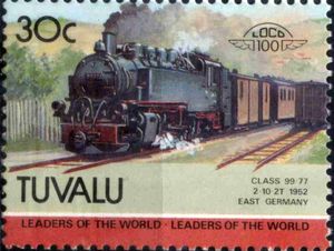 Stamp: Class 99-77 2-10-2T 1952 East germany (Tuvalu(Locomotives) Mi:TV ...
