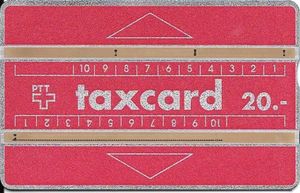Phonecard: Taxcard 20 Red (Short Dash) (PTT Telecom, Switzerland(P ...