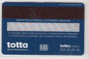 Bank Card: Visa "Totta Matic" (Banco Totta & Acores, PortugalCol:PT-VI ...