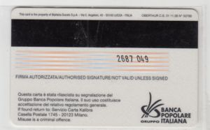 Bank Card: PassPartout UP (UniCredit Banca, ItalyCol:IT-MS-0041