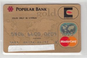 Bank Card: Popular Bank (Popular Bank, CyprusCol:CY-MC-0016