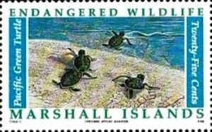 Stamp: Pacific green turtle (Chelonia mydas) (Marshall Islands ...