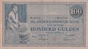 Banknote: 100 Gulden (Netherlands(1904-1929 "New Style" Issue) Wor:P-39d.4