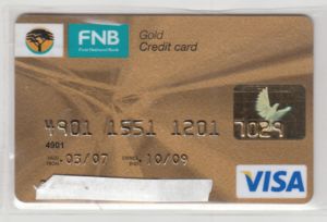 Bank Card: Gold Credit card (First National Bank, South AfricaCol:ZA-VI ...