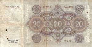 Banknote: 20 Gulden (Netherlands(1924-1938 Issue) Wor:P-44a.7
