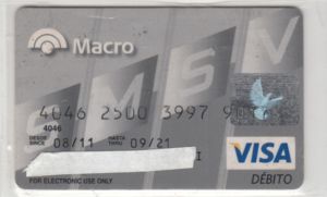 Bank Card: Macro (Banco Bansud/Banco Macro, Argentina) Col:AR-VI-0090