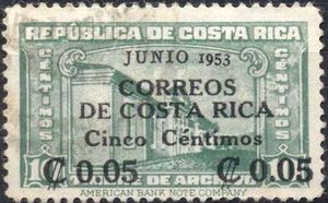 Stamp: Overprint Fiscal stamp (Costa Rica) Mi:CR 490,Sn:CR 257,Yt:CR ...