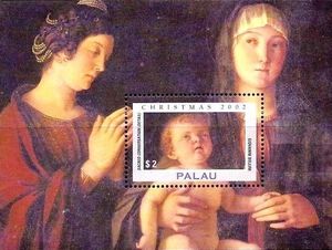 Stamp: Sacred conversation (detail), by Giovanni Bellini (Palau ...