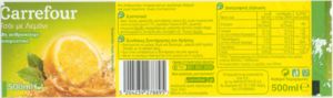 Drink Label: Carrefour Tea with lemon (Marinopoulos S.A., GreeceCol:GR ...