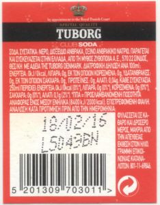 Drink Label: Tuborg Club Soda (Mythos Brewery S.A., GreeceCol:GR-SODA ...