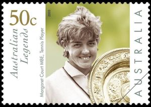 Stamp: Margaret Court with Wimbledon Trophy (Australia(Australian ...