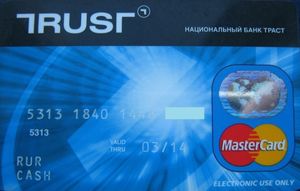 Bank Card: TRUST Blue Cash (Trust Bank, RussiaCol:RU-MC-0199.06