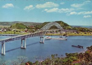 Tarjeta Postal: Panama Canal. Thatcher Ferry Bridge and Ancon Hill ...