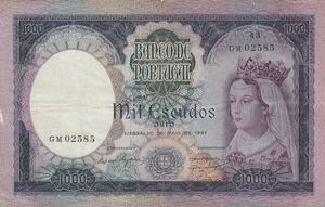 Banknote: 1,000 Escudos (Portugal(1960-1961 Issue) Wor:P-166a.4