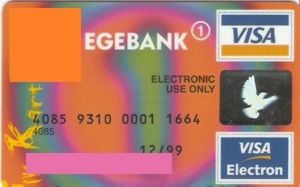 Bank Card: Ege Kart (Egebank, Türkiye (Turkey)Col:TR-VE-0075