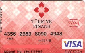 Bank Card: Türkiye Finans 7/24 (Türkiye Finans, Türkiye (Turkey)Col:TR ...