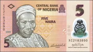 Banknote: 5 Naira (Nigeria(2009-2022 Polymer Issue) Wor:P-38b.1