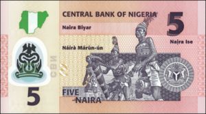 Banknote: 5 Naira (Nigeria(2009-2022 Polymer Issue) Wor:P-38b.1