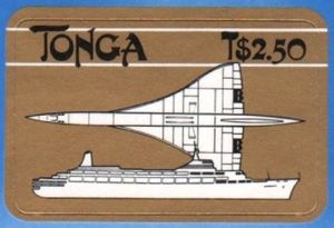 Stamp: "Canberra" (liner) and Concorde (Tonga(Sea and Air Transport) Mi ...