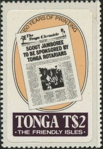 Stamp: The Tonga Chronicle (Tonga(150th Anniversary of Printing in ...