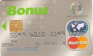 Bank Card: Bonus-YKM Yeni Karamürsel (Garanti Bankası, Türkiye (Turkey ...