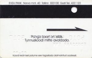 Bank Card: Embossed Numbers (EVEA Pank, Estonia) Col:EE-GM-0038.02