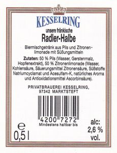 Etiqueta de bebida: Radler-Halbe (Privatbrauerei Kesselring ...
