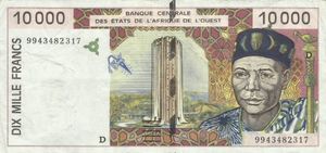 Banknote: 10,000 Francs (West African States(D for Mali) Wor:P-414 Dh