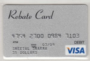 Tarjeta de Banco: Rebate Card (Visa USA inc., Estados Unidos de ...