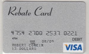 Bank Card: Rebate Card (Visa USA inc., United States of AmericaCol:US ...