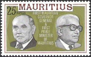 Stamp: First Governor-General and first Prime Minister of Mauritius ...