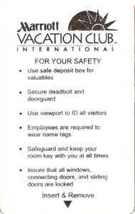 Hotel Card: Marriott Vacation Club International-For your safety (white ...