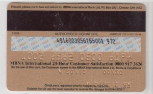 Bank Card: ChildLine (MBNA Europe Bank, United Kingdom of Great Britain ...
