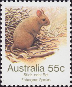 Stamp: Greater Stick-nest Rat (Leporillus conditor) (Australia ...
