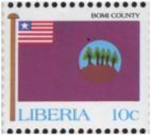 Stamp: Bomi County (Liberia(Flags of Liberian Counties) Mi:LR 1472,Sn ...