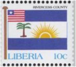 Briefmarke: Rivercess County (Liberia(Flags of Liberian Counties) Mi:LR ...